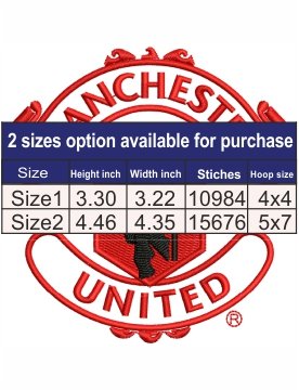 Manchester United Fc Embroidery Design | Red Devils Logo Embroidery