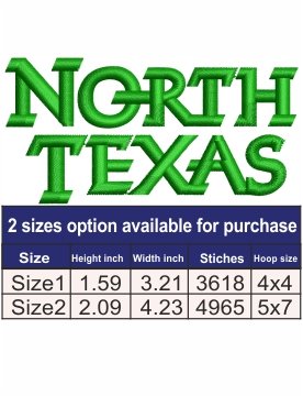 North Texas Football Team Logo Embroidery Design | NCAA Embroidery DST