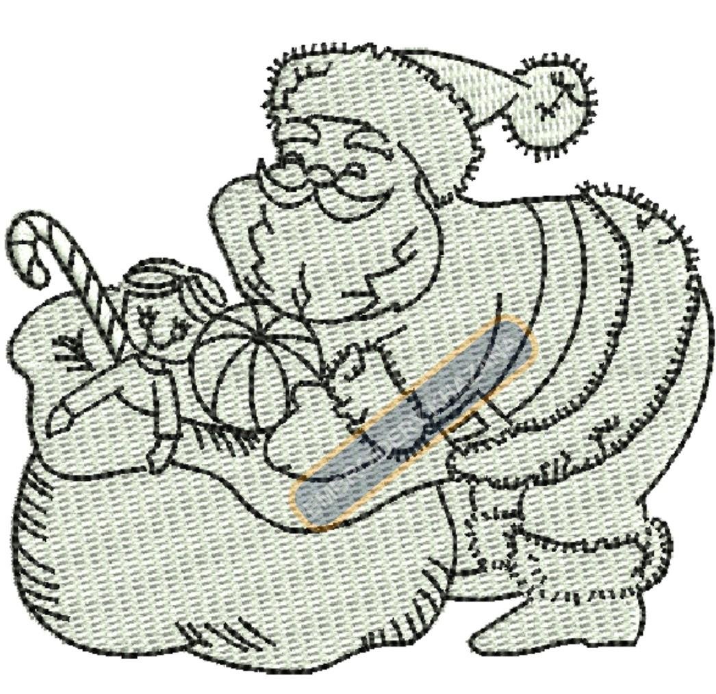 Santa With Toys Embroidery Design | Santa With Toys Embroidery Pattern ...