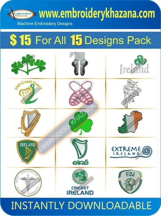 Irish Embroidery Design Pack | Irish Design Packages for Embroidery ...