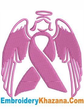 Breast Cancer Wings Embroidery Design | Pink Ribbon Embroidery Pattern
